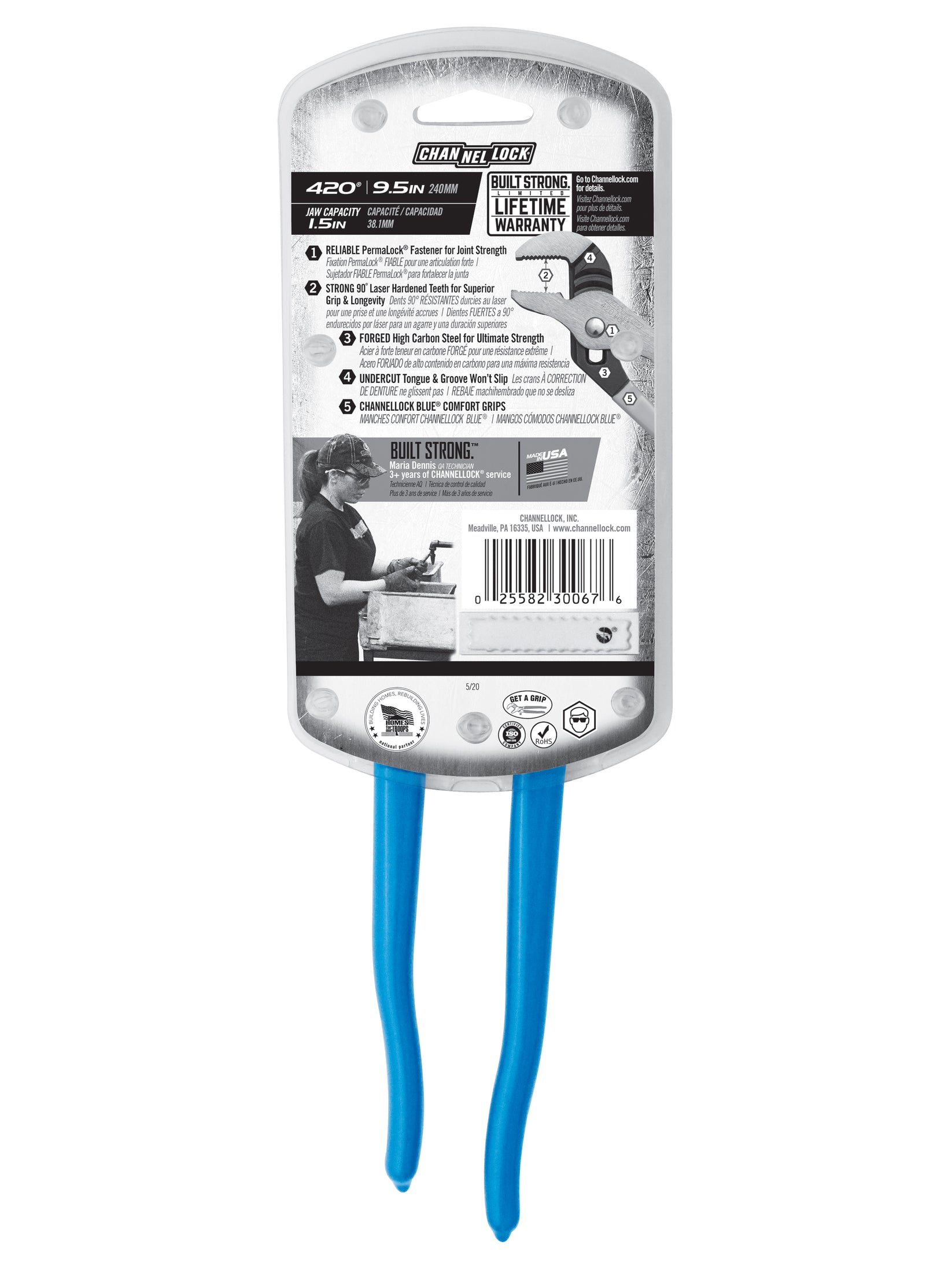 9.5-inch Straight Jaw Tongue & Groove Pliers (420) – CHANNELLOCK®