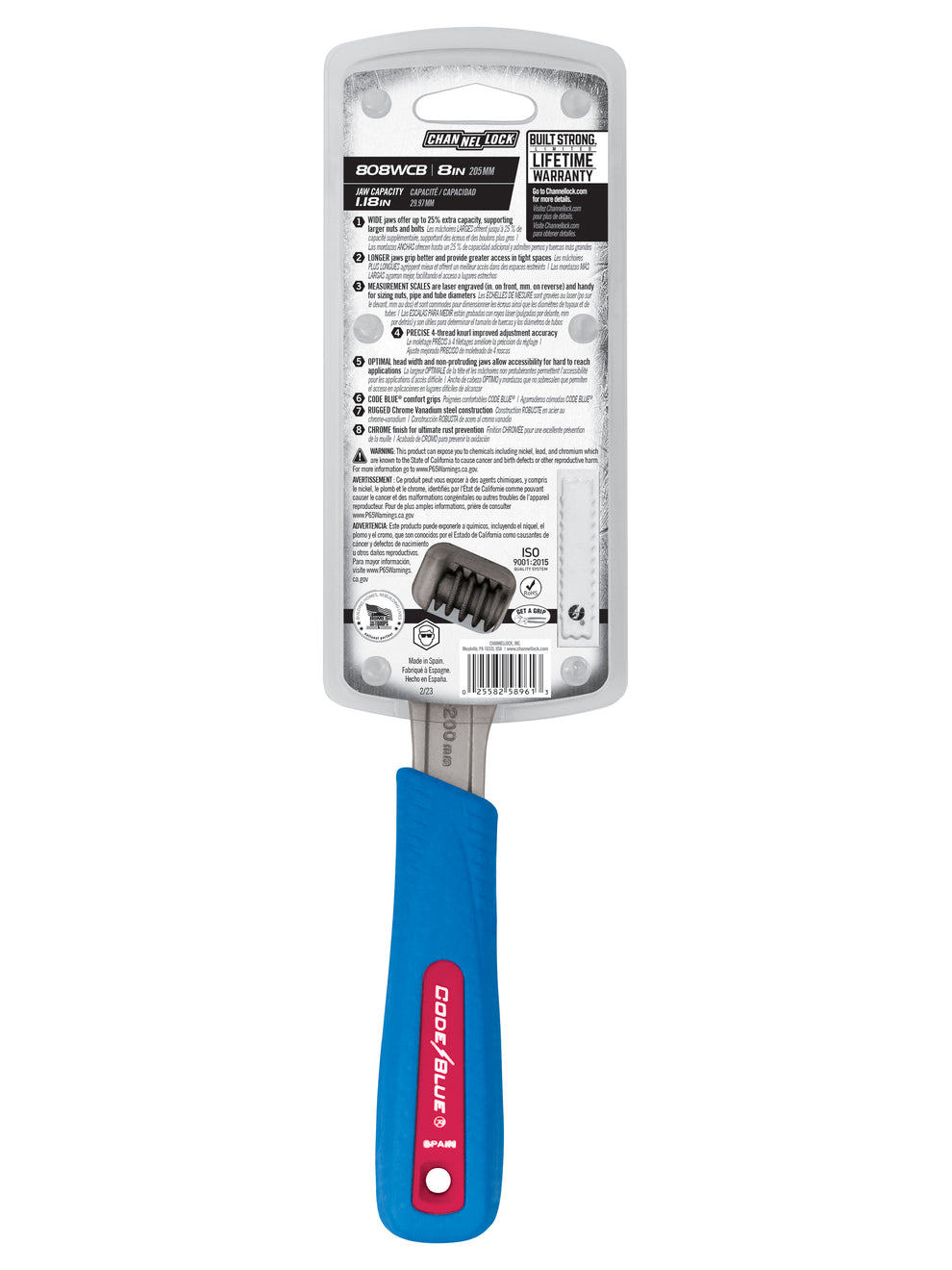 8-inch CODE BLUE® Adjustable Wrench (808WCB) – CHANNELLOCK®